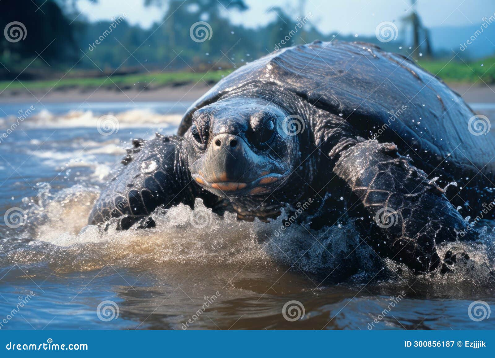 Large Leatherback Sea Turtle in the Ocean Stock Illustration ...