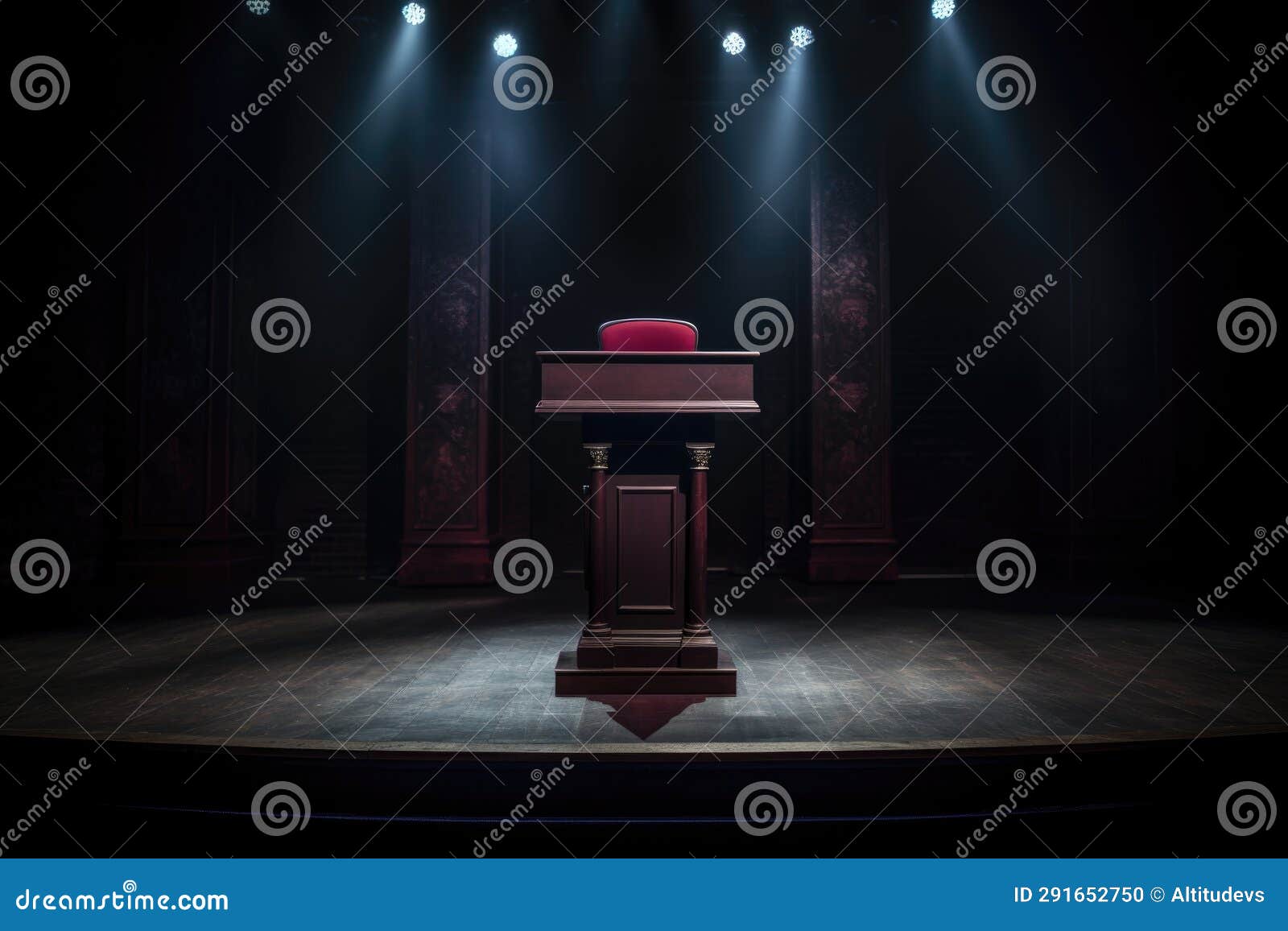 A Large Lectern Under Spotlight on an Empty Stage Stock Photo - Image ...