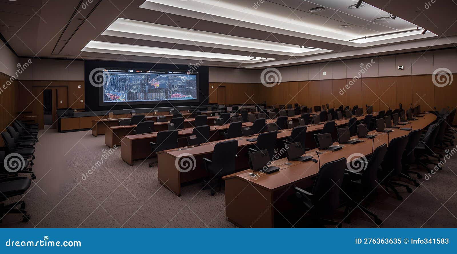A Large Lecture Hall with a Screen Displaying a Presentat Created with ...