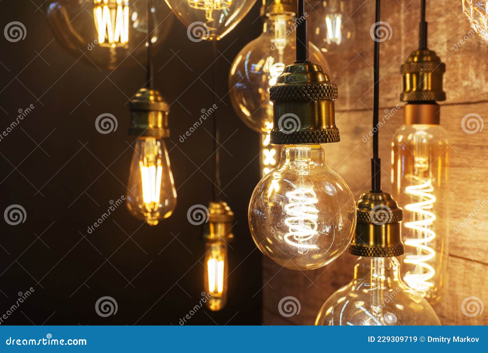Large LED Lamps in Retro Style Stock Image - Image of bright, equipment ...