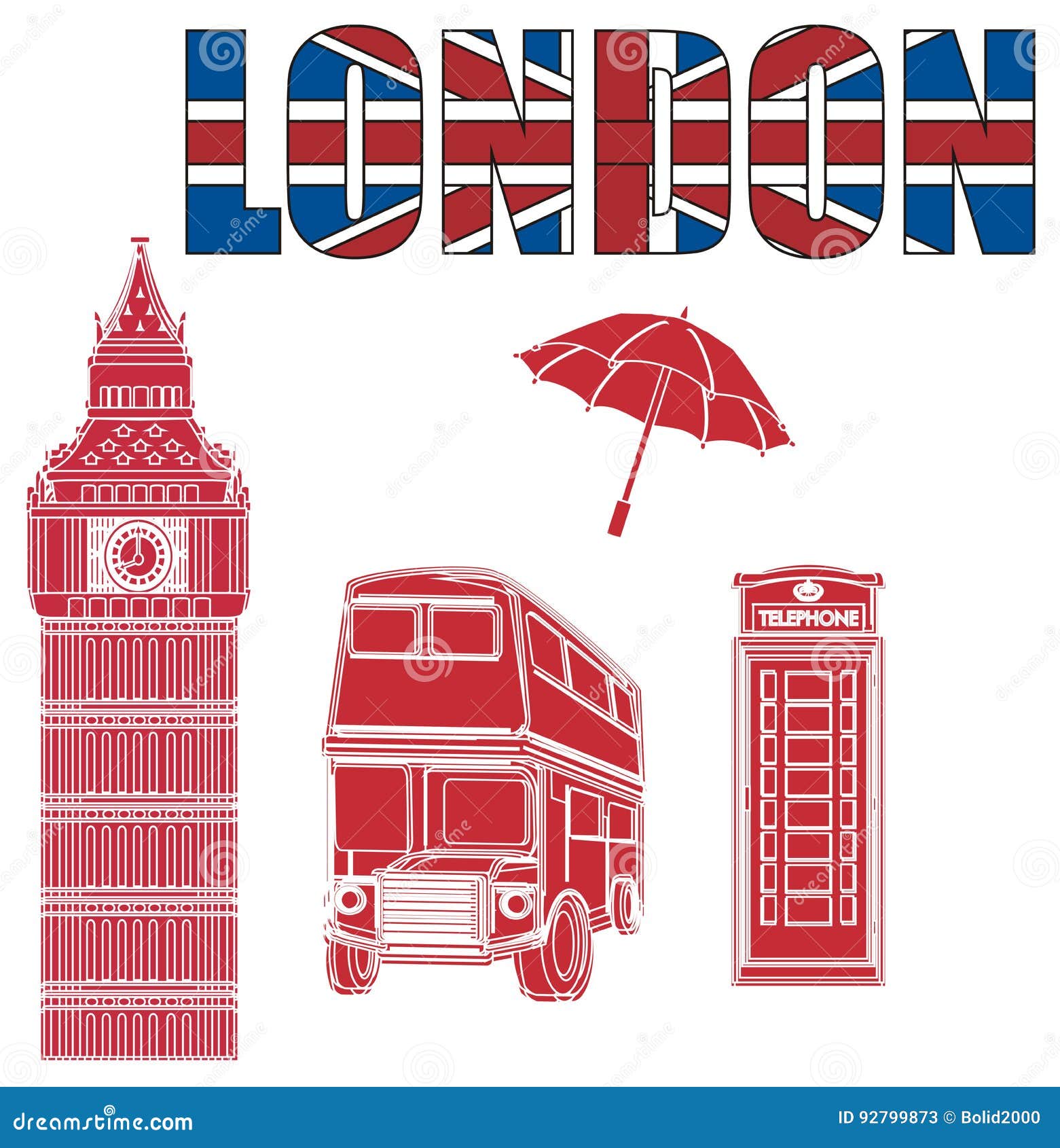 Large Letters with Four Solid Red Objects of London Stock Illustration ...