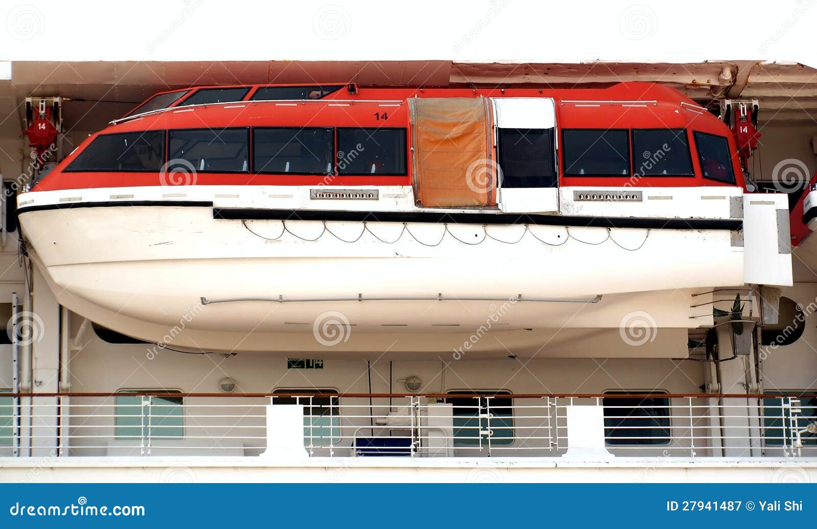Large Lifeboat on an Ocean Liner Stock Image - Image of tarp, winch ...