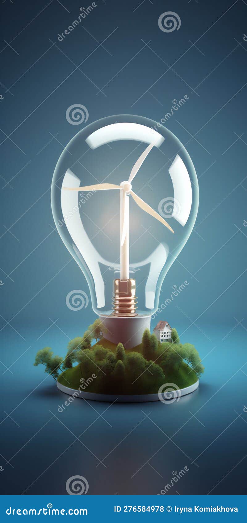 A Large Light Bulb, Inside There is a Windmill, Around the Forest on a ...