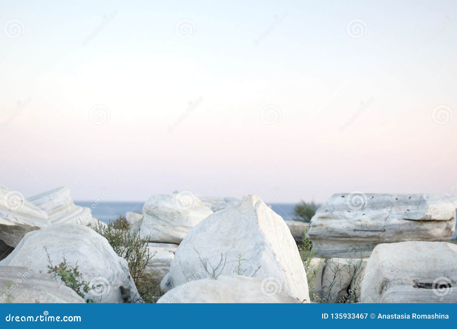 Large Light Stones Against the Sky and the Sea. Stock Image - Image of ...