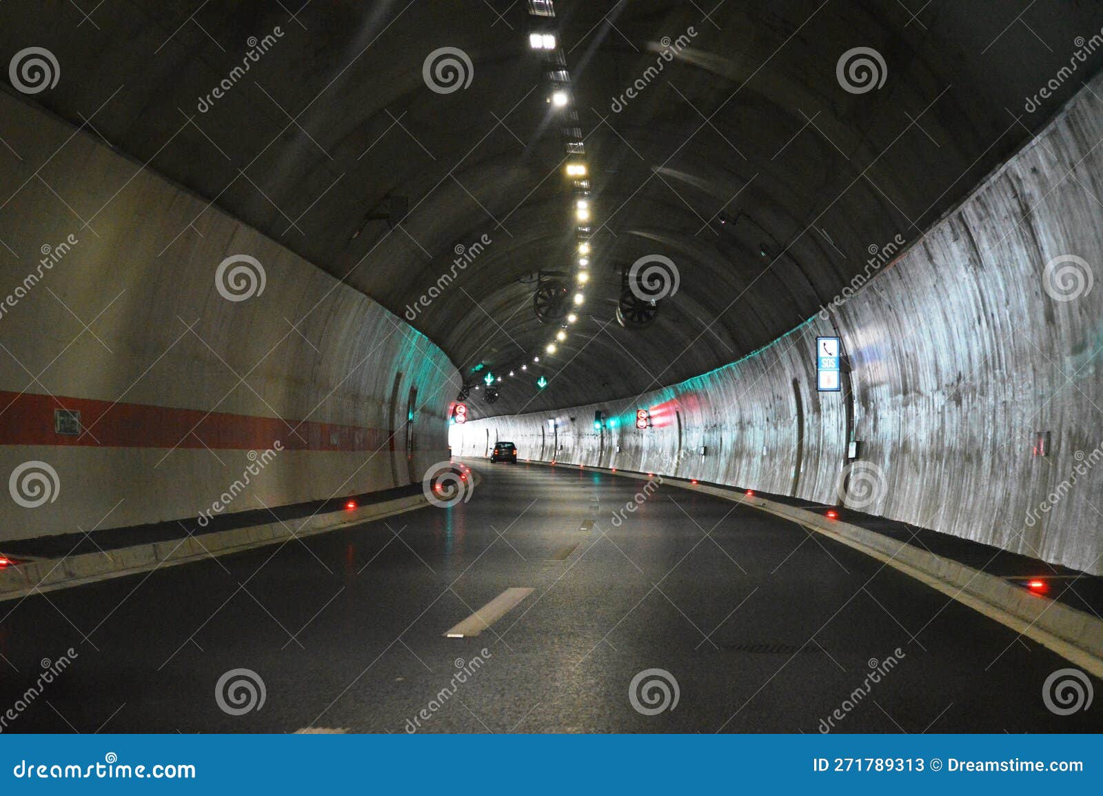 Large Lighted Tunnel and Road Stock Image - Image of infrastructure ...