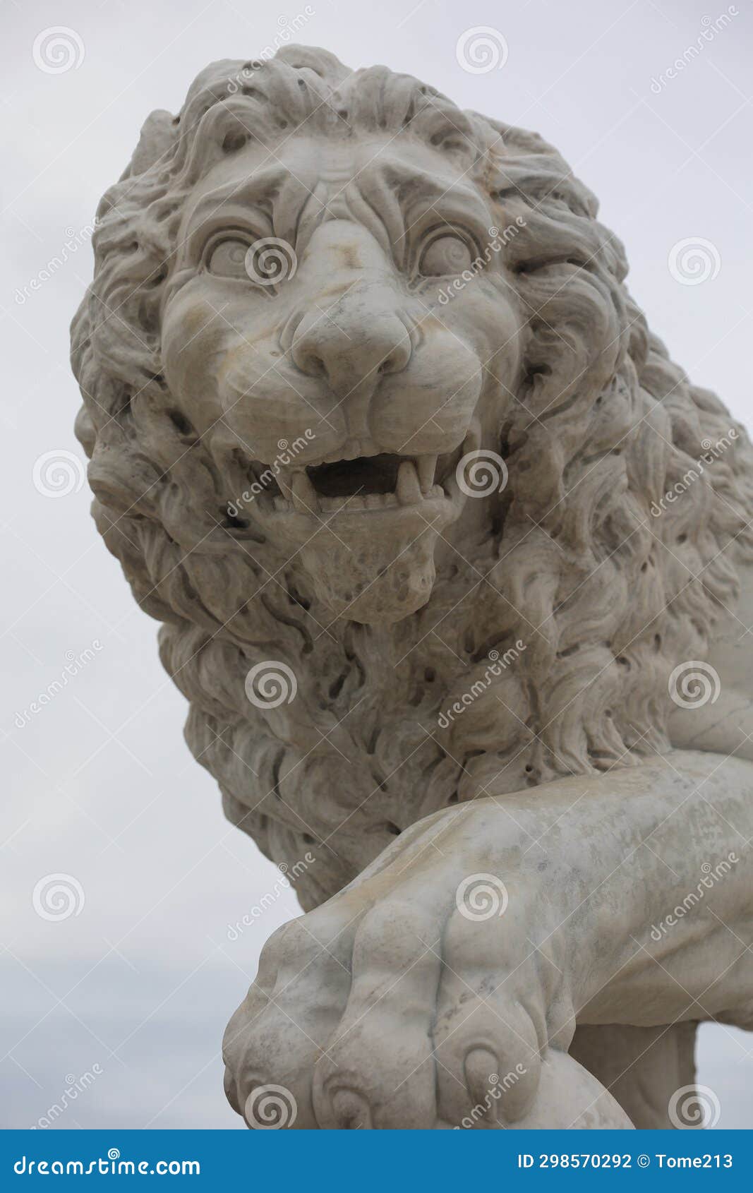 A Large Lion Statue on the Bridge of Lions in Old St. Augustine Stock ...