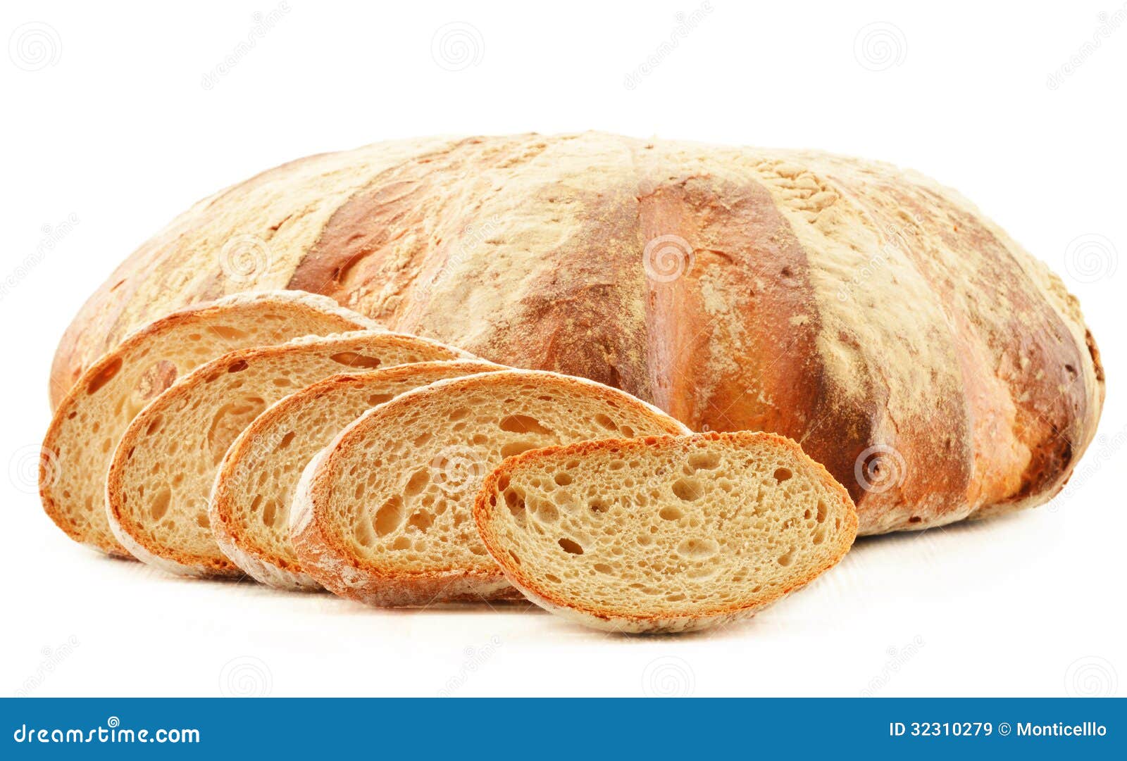 Large Loaf of Bread on White Stock Image - Image of seed, large: 32310279