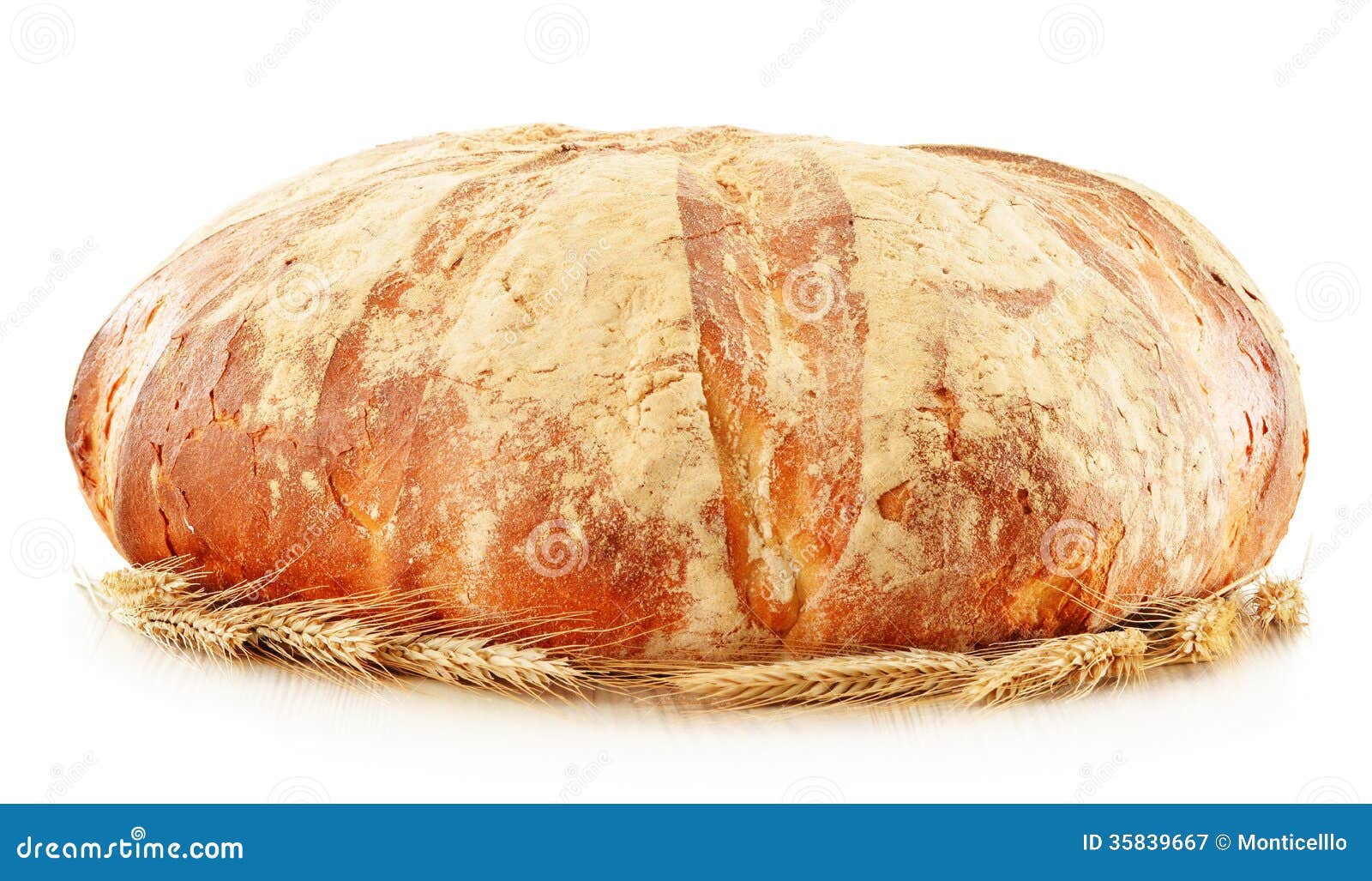 Large Loaf of Traditionally Baked Bread on White Stock Image - Image of ...