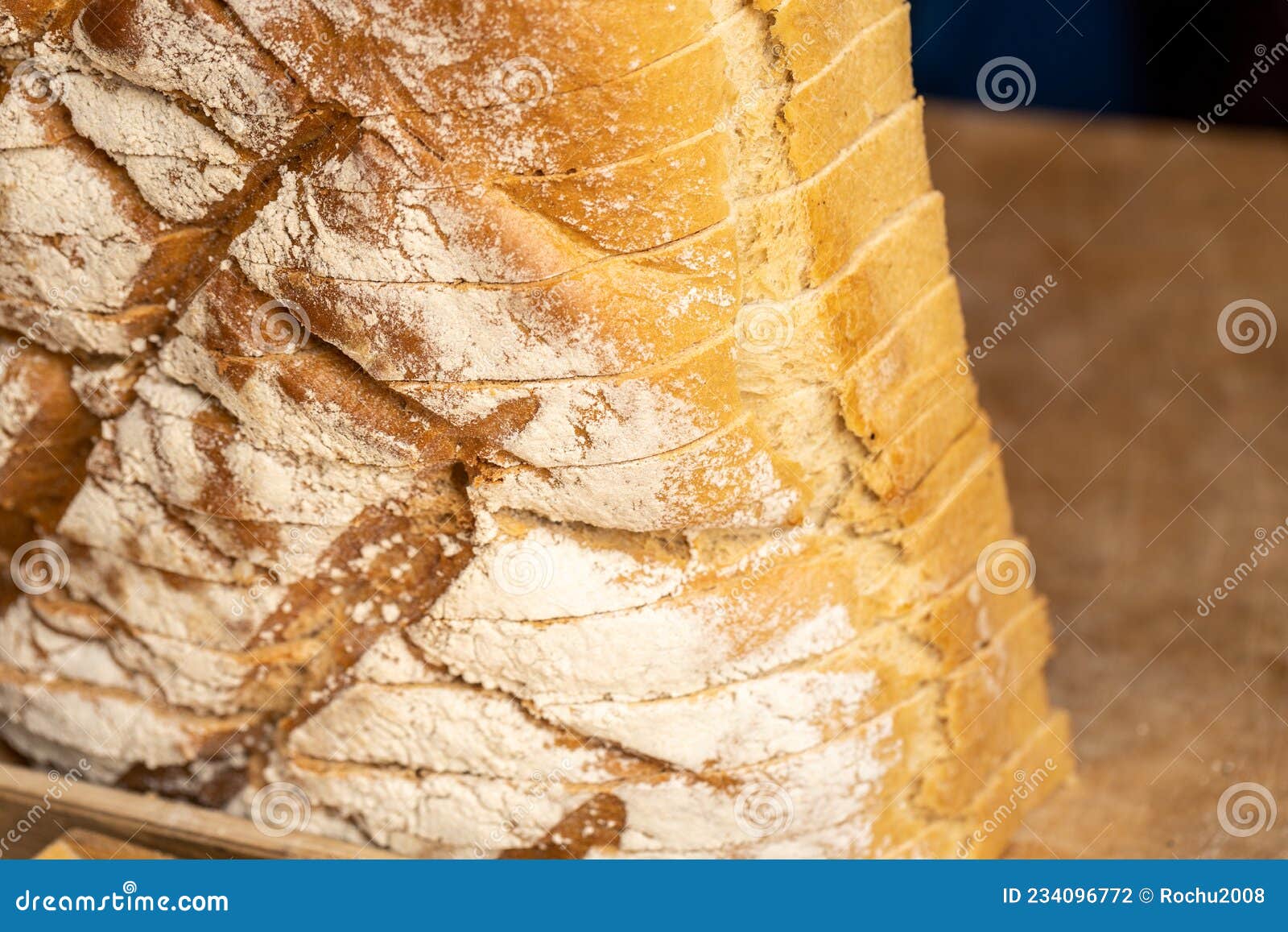 A Large Loaf of White Bread, Sliced Stock Photo - Image of bread, chef ...