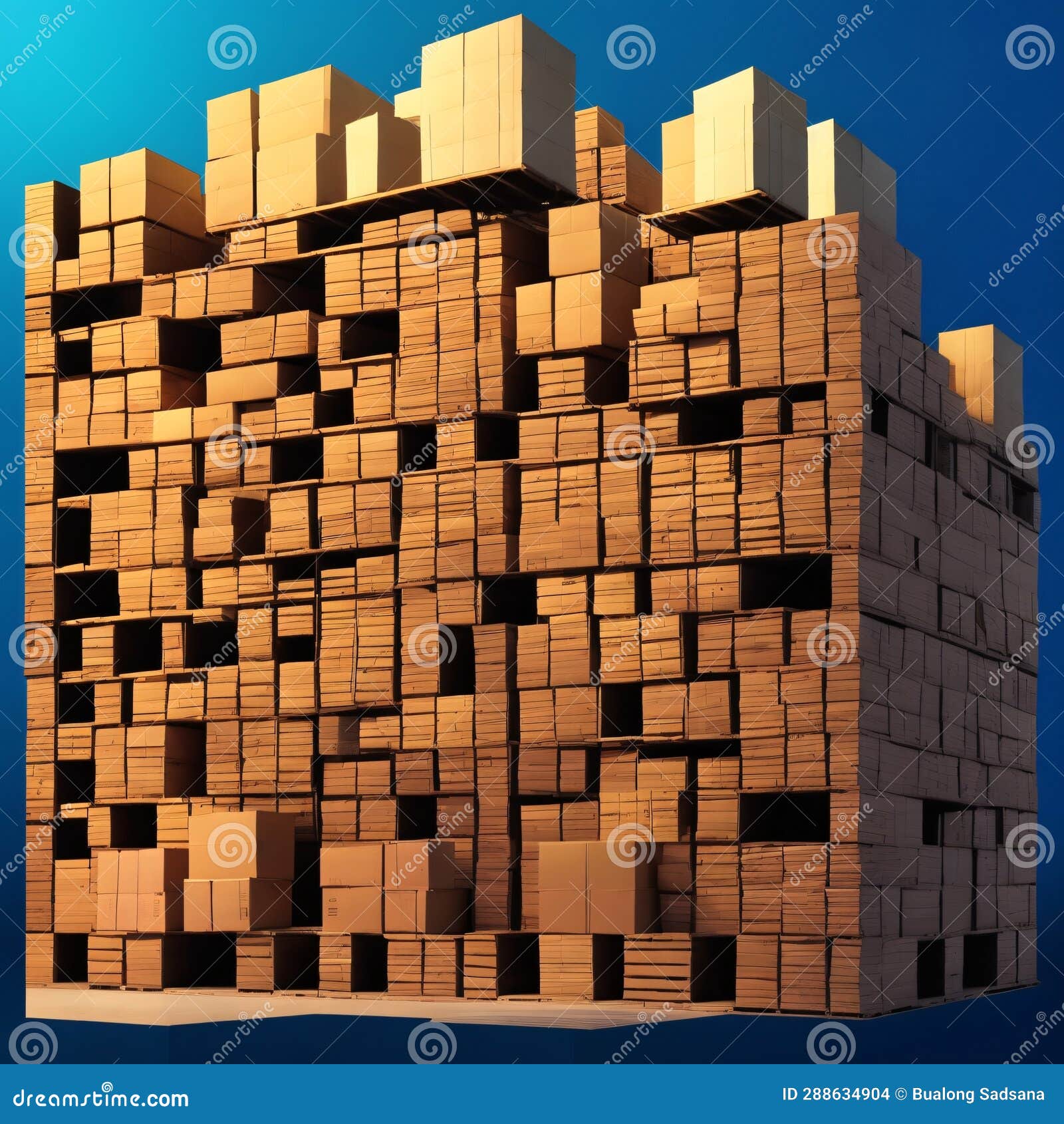 A Large, Long Logistics Warehouse Filled with Boxes, Parcels and ...