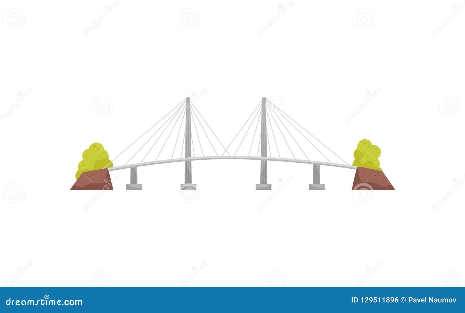 Large and Long Suspension Cable Bridge. Metal Structure for Crossing a ...