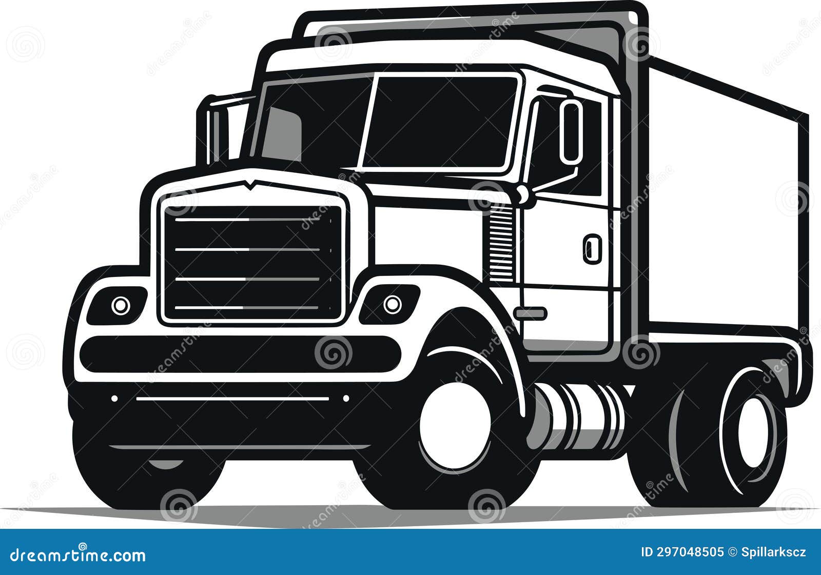 Large Lorrie Truck in Black Over White Stock Illustration ...