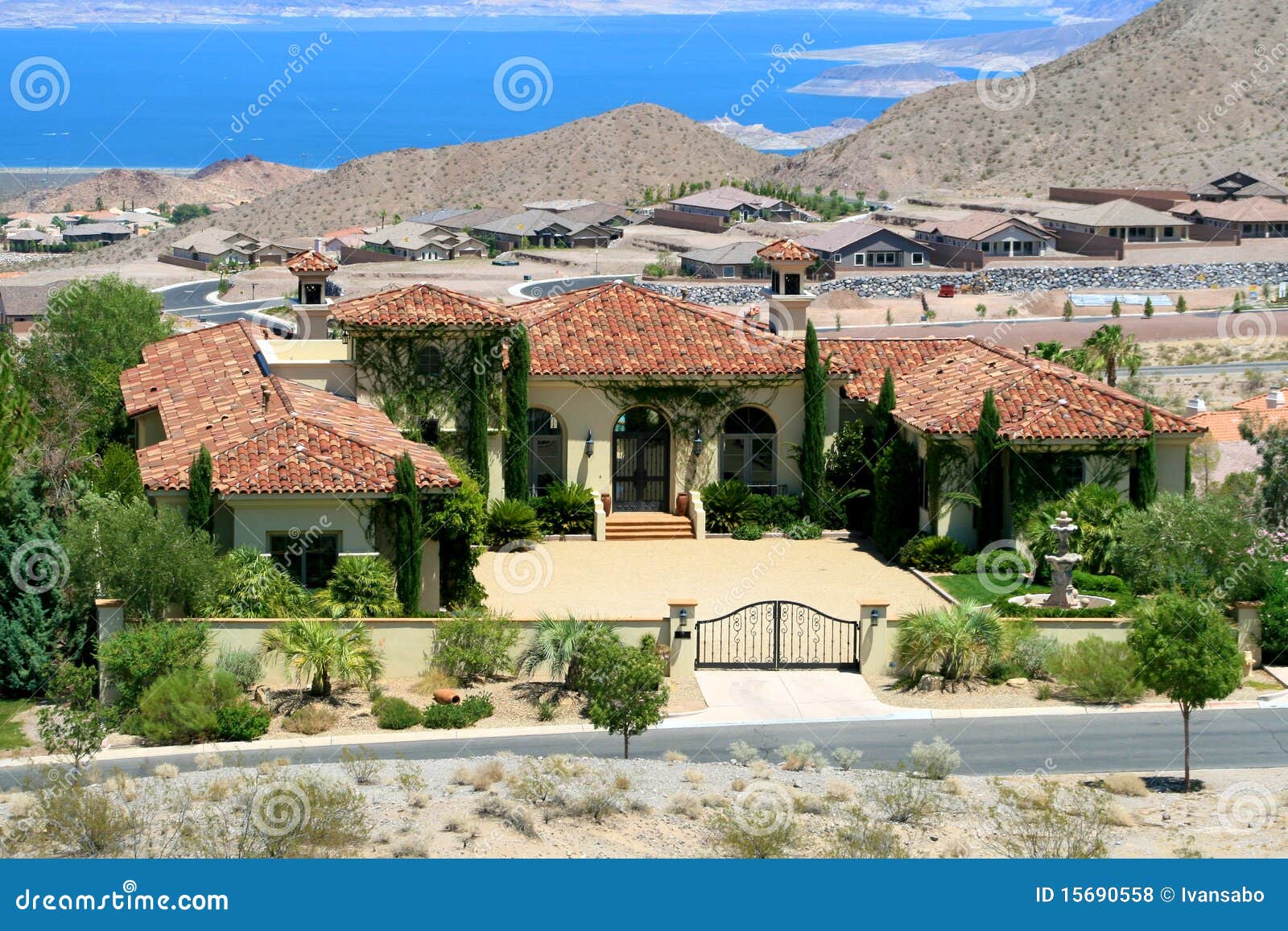 Large Luxurious Home on a Hill Stock Photo - Image of serene ...