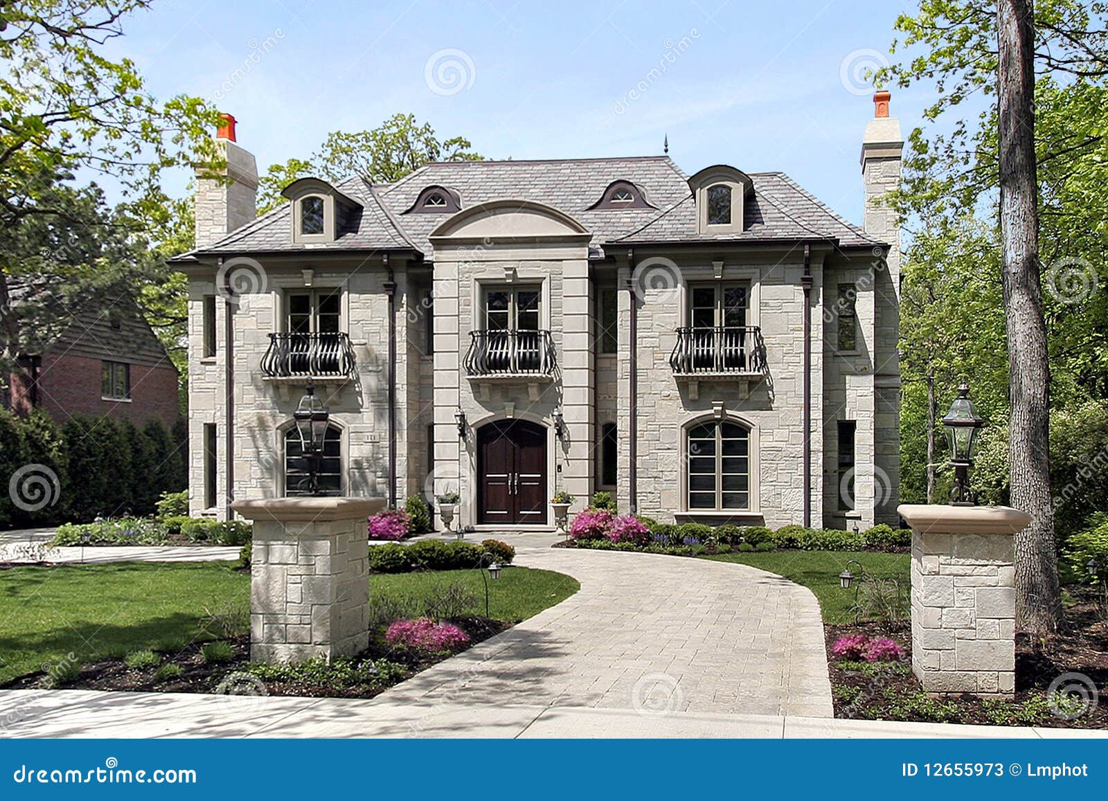 Large luxury home stock image. Image of garage, detached - 12655973