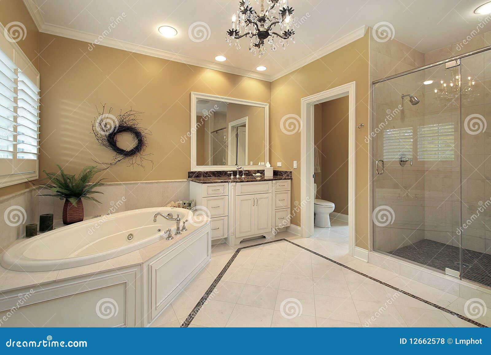 Large luxury master bath stock photo. Image of furniture - 12662578