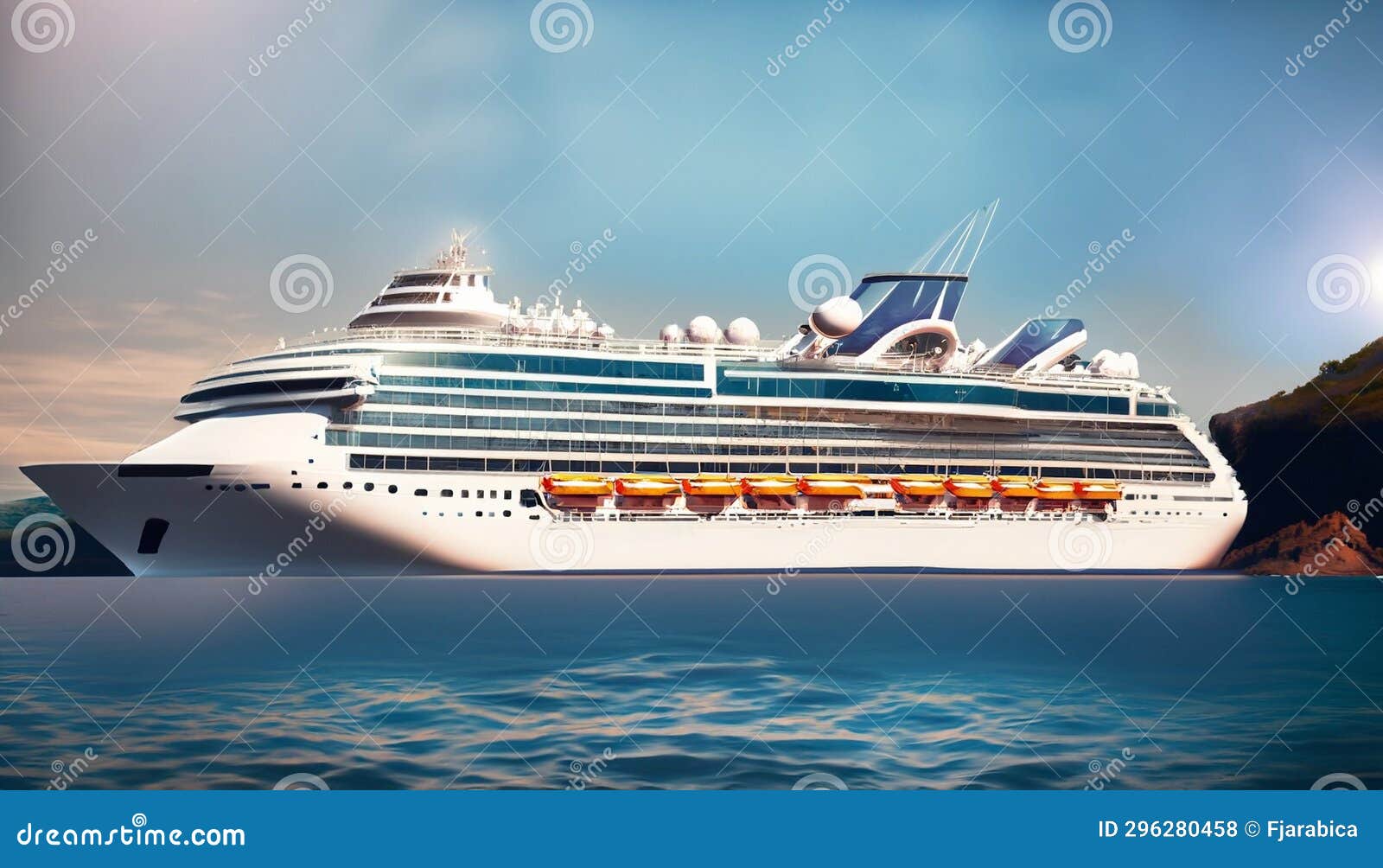 A Large Luxury Ocean Liner Suitable Stock Illustration - Illustration ...