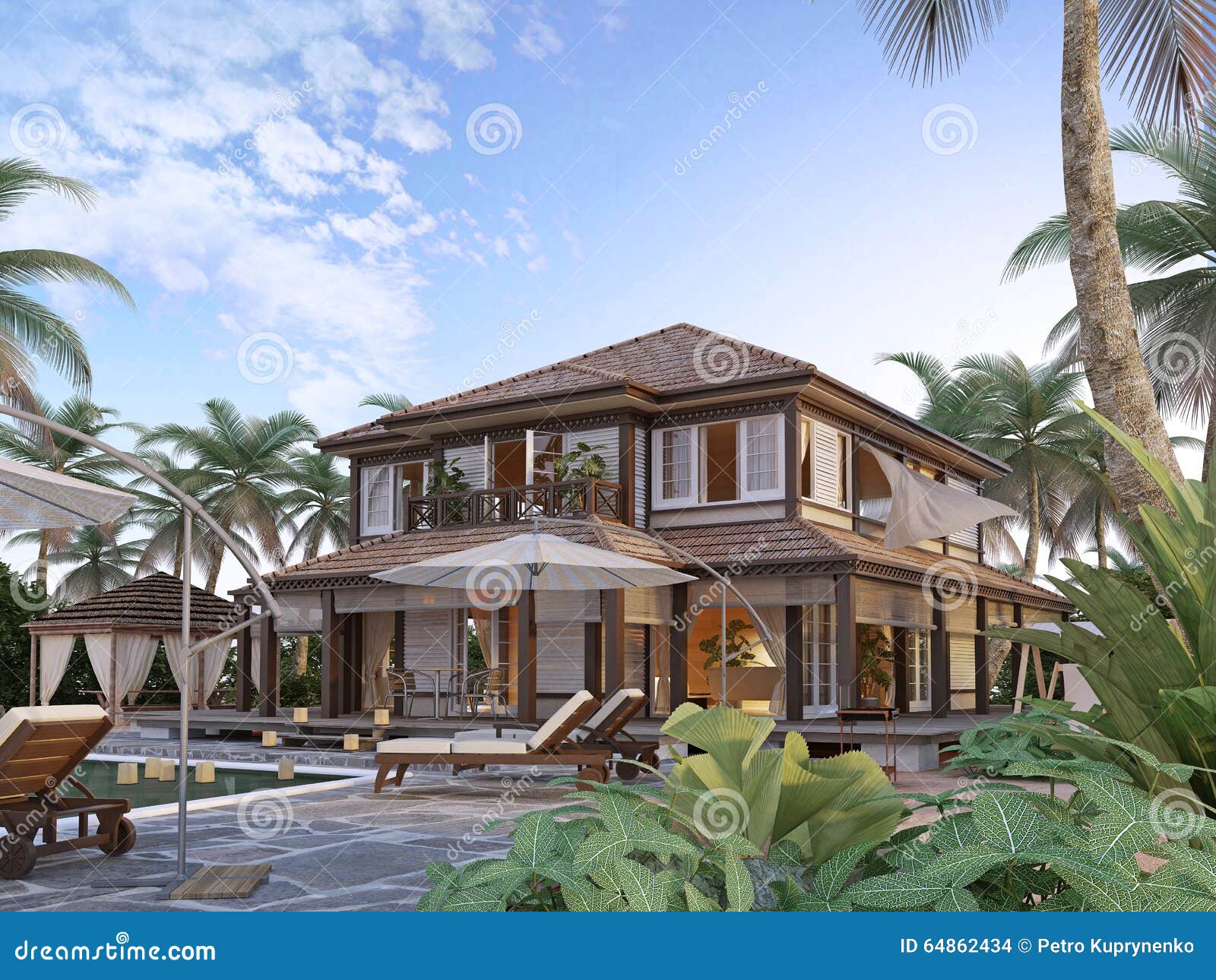 Large Luxury Villa on Oceanic Islands. Stock Photo - Image of luxury ...