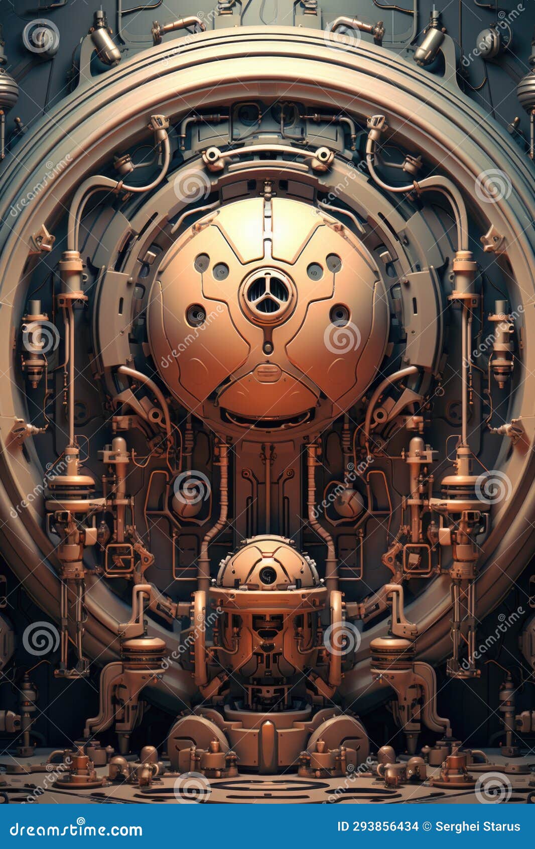 A Large Machine with a Clock Inside of it, AI Stock Illustration ...
