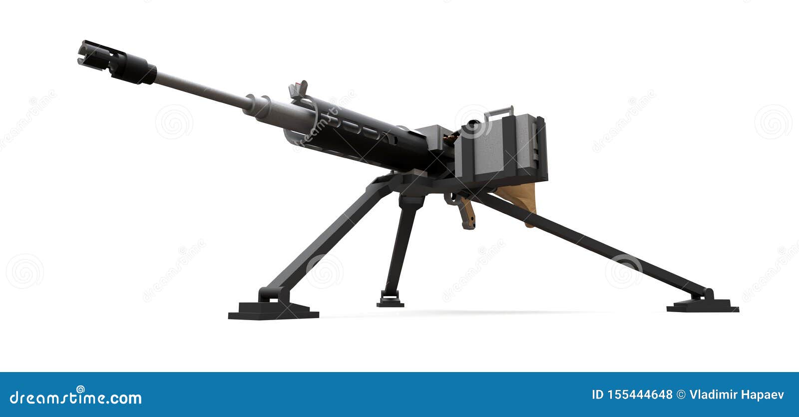 Large Machine Gun on a Tripod with a Full Cassette Ammunition on a ...
