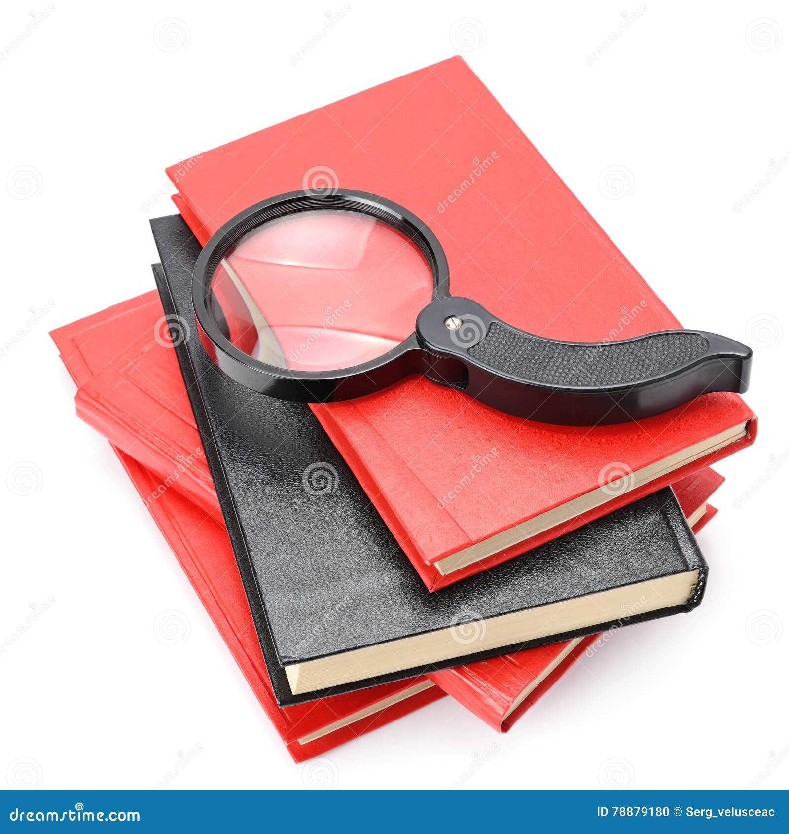 Large Magnifier on Book Stack Stock Photo - Image of data, concept ...
