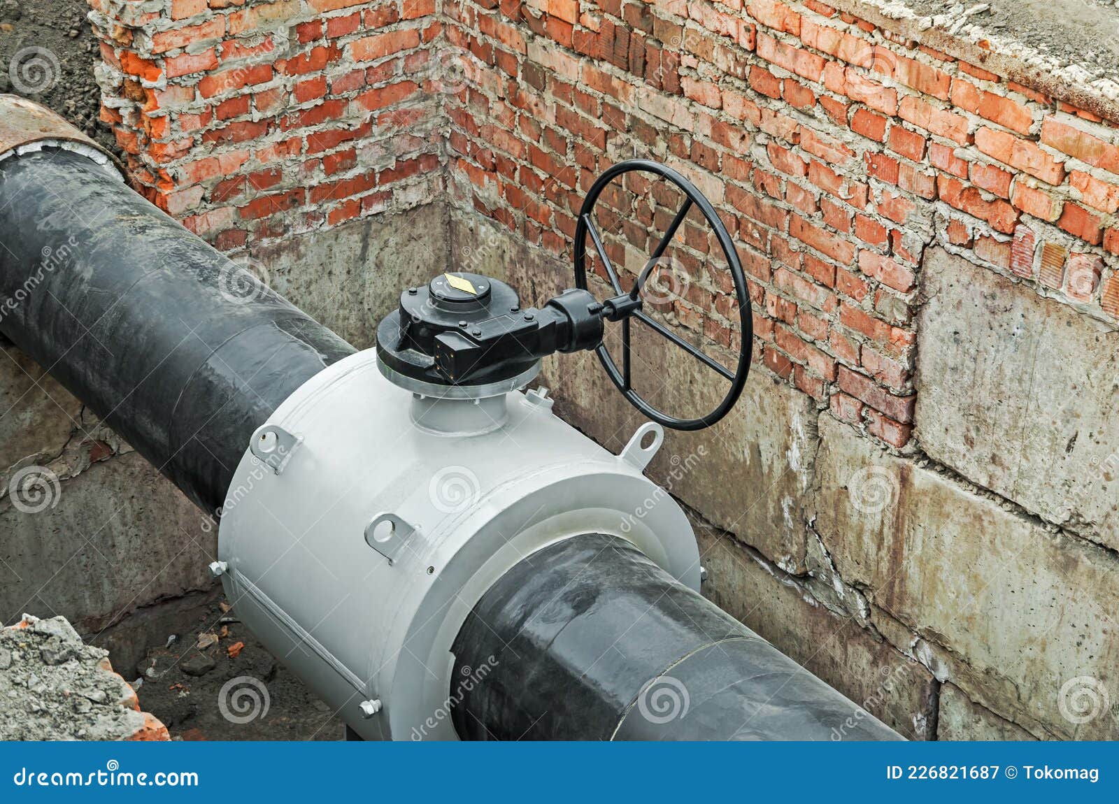 Large Main Water Valve on Plastic Main Pipe Stock Image - Image of aged ...