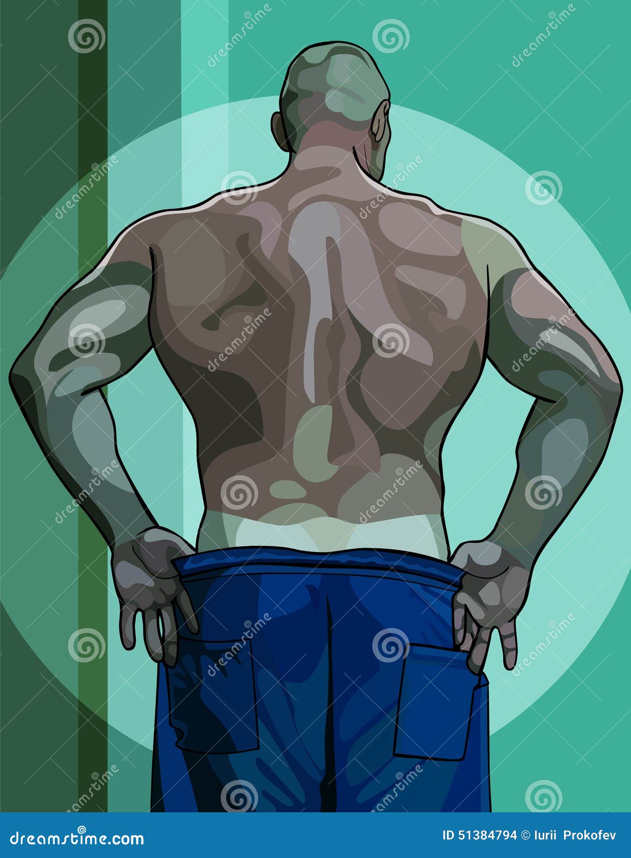 Male Athlete Bodybuilder Showing Off His Muscles,line Art Drawing In ...