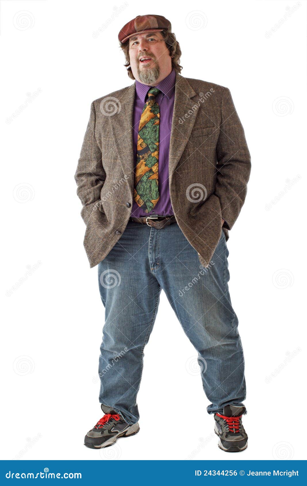 Large Man Stands with Hands in Pockets Stock Photo - Image of jeans ...
