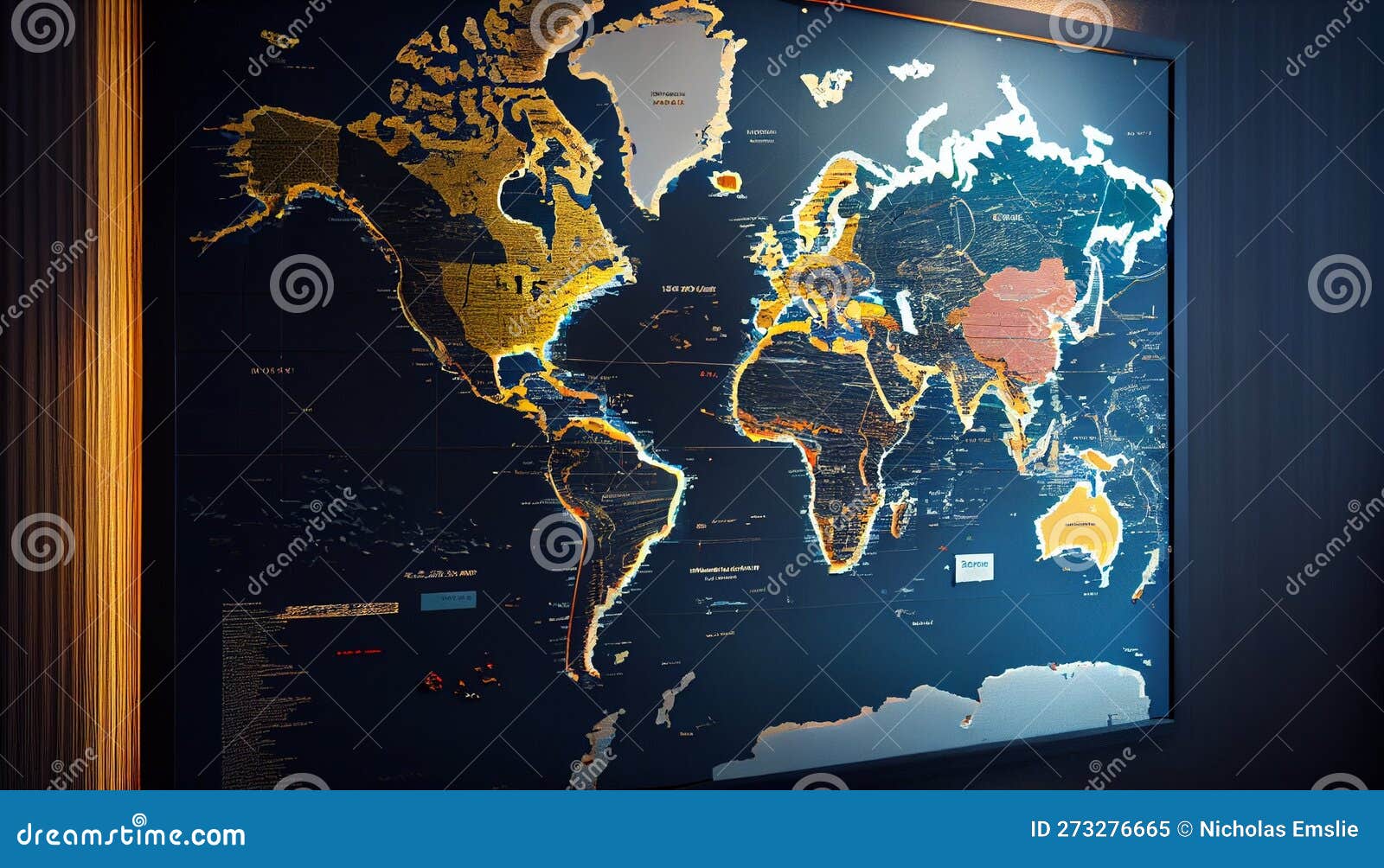 Map of world ai generated stock illustration. Illustration of pacific ...