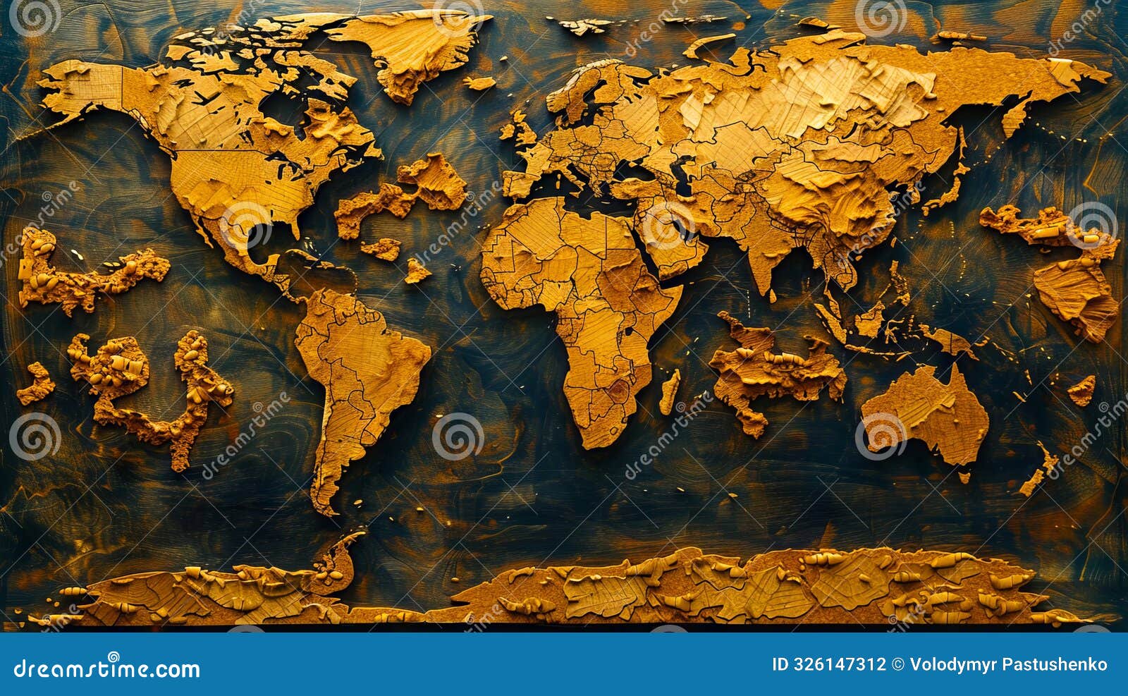 A Large Map of the World Made from Wood Stock Photo - Image of large ...