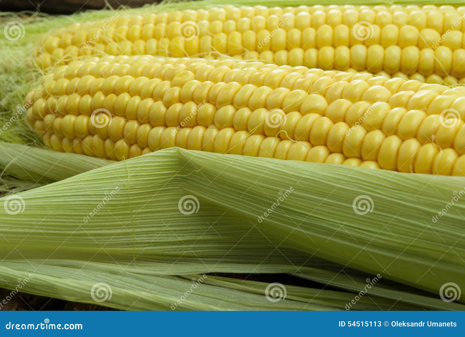 Large, Mature, Young Corn on the Wooden Background Stock Image - Image ...