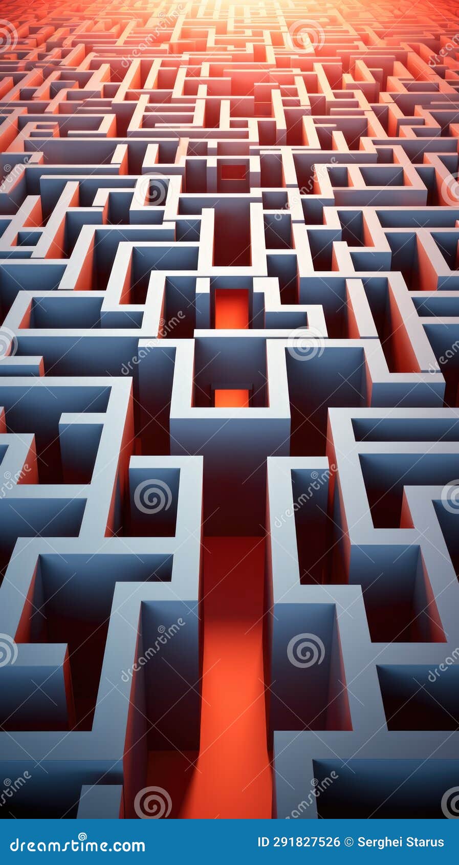 A Large Maze with a Bright Orange Sky in the Background. AI. Stock ...