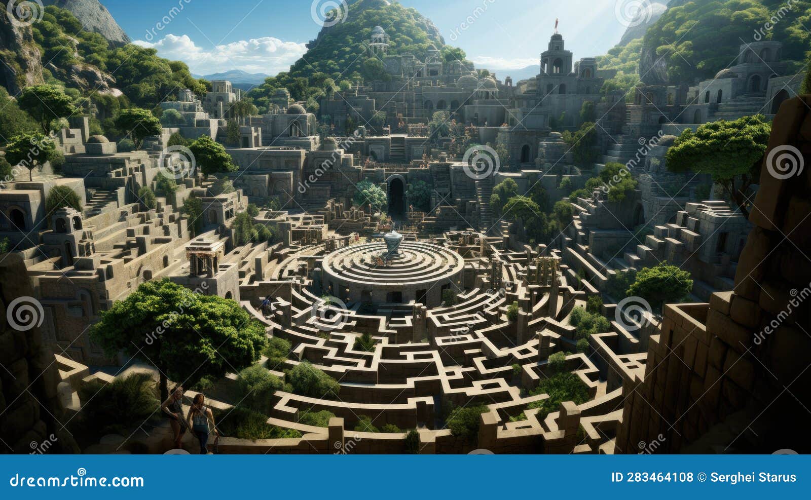 A Large Maze in the Middle of a Mountain. Generative AI Image. Stock ...