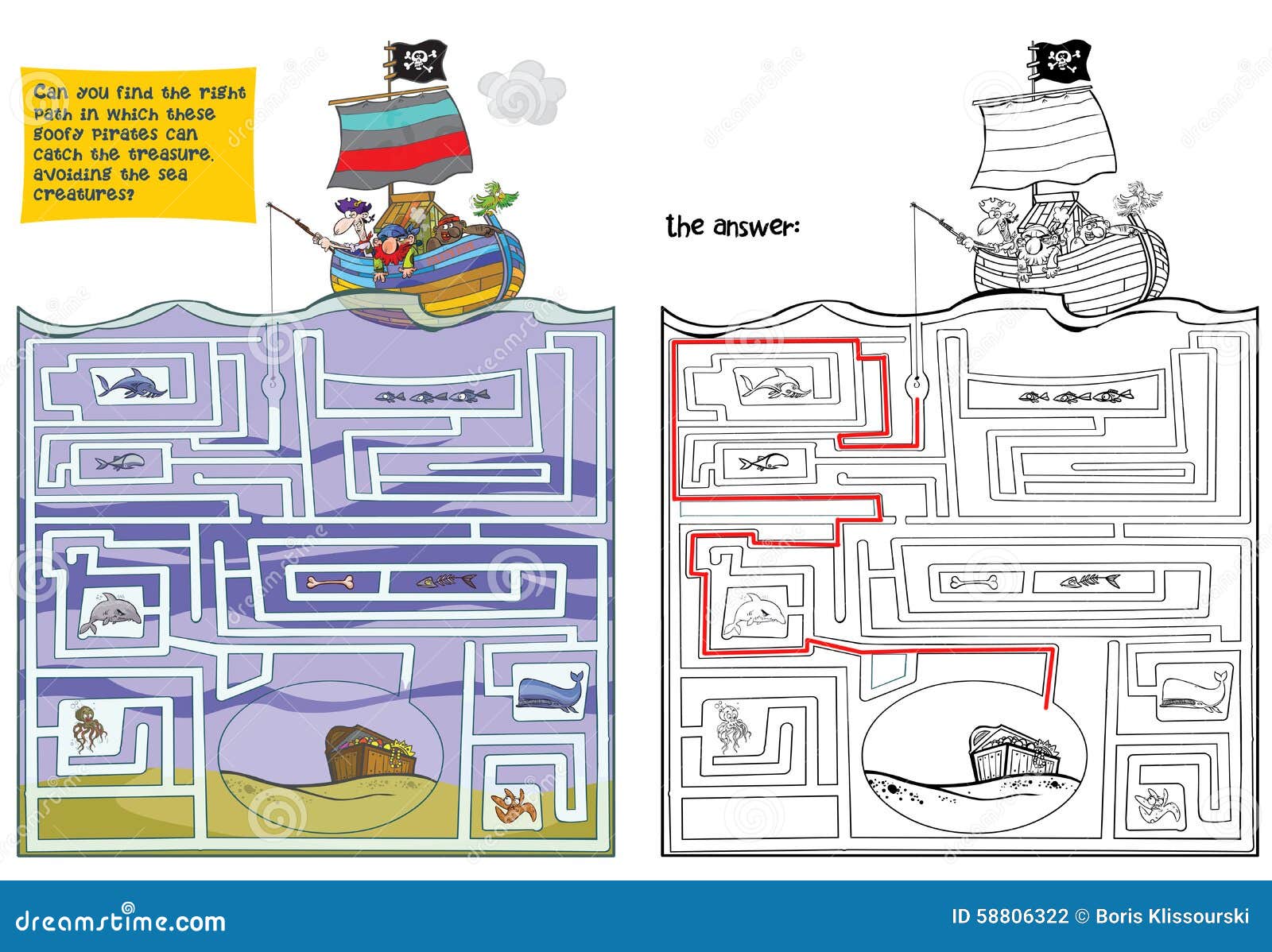 Large Maze With Pirates And Treasure. Stock Illustration - Image: 58806322