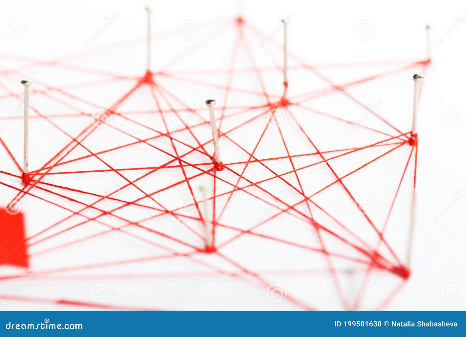 A Large Mesh of Pins Tied Together with a Red Cord. Communication ...