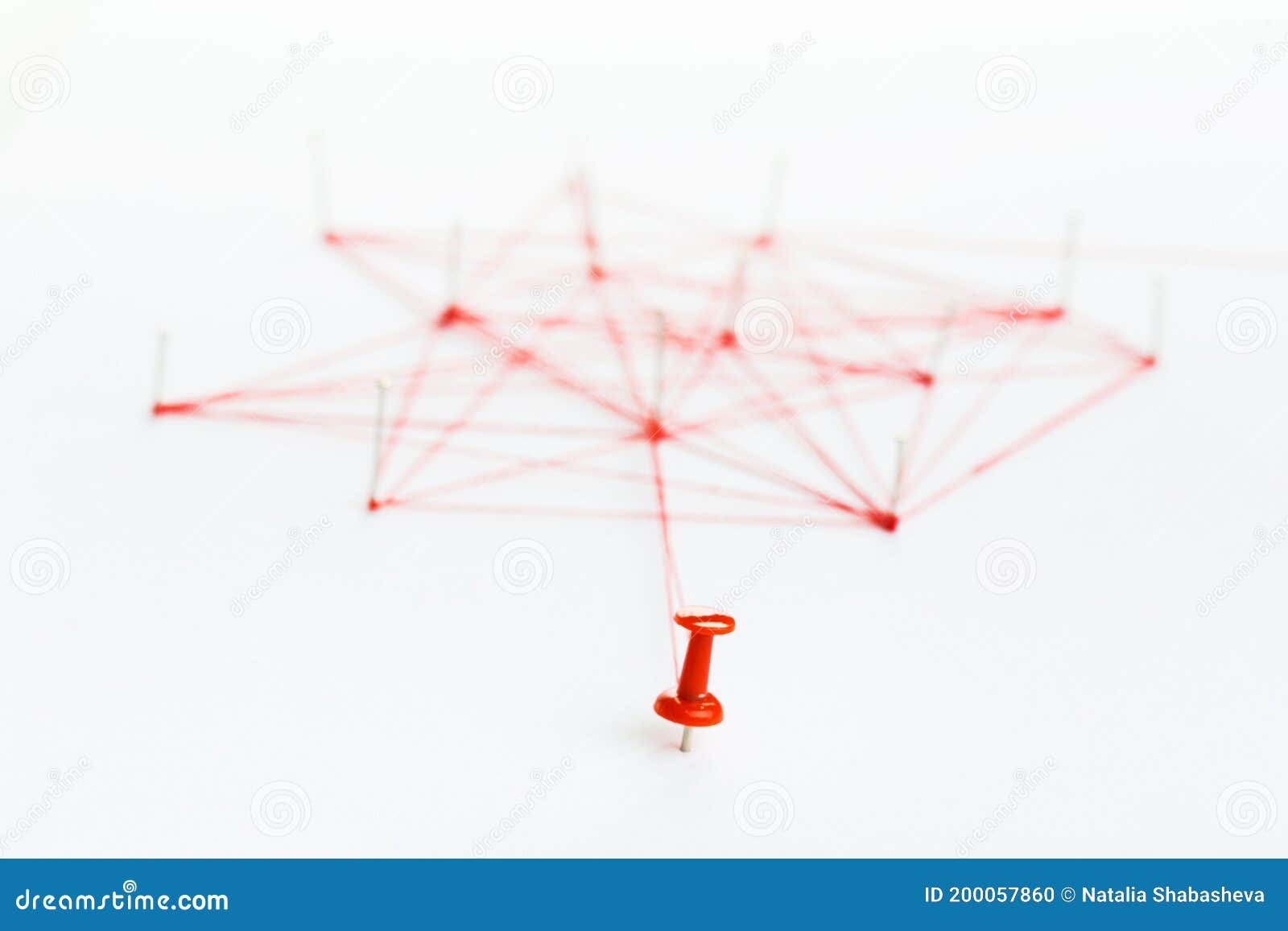 A Large Mesh of Pins Tied Together with a Red Cord. Communication ...