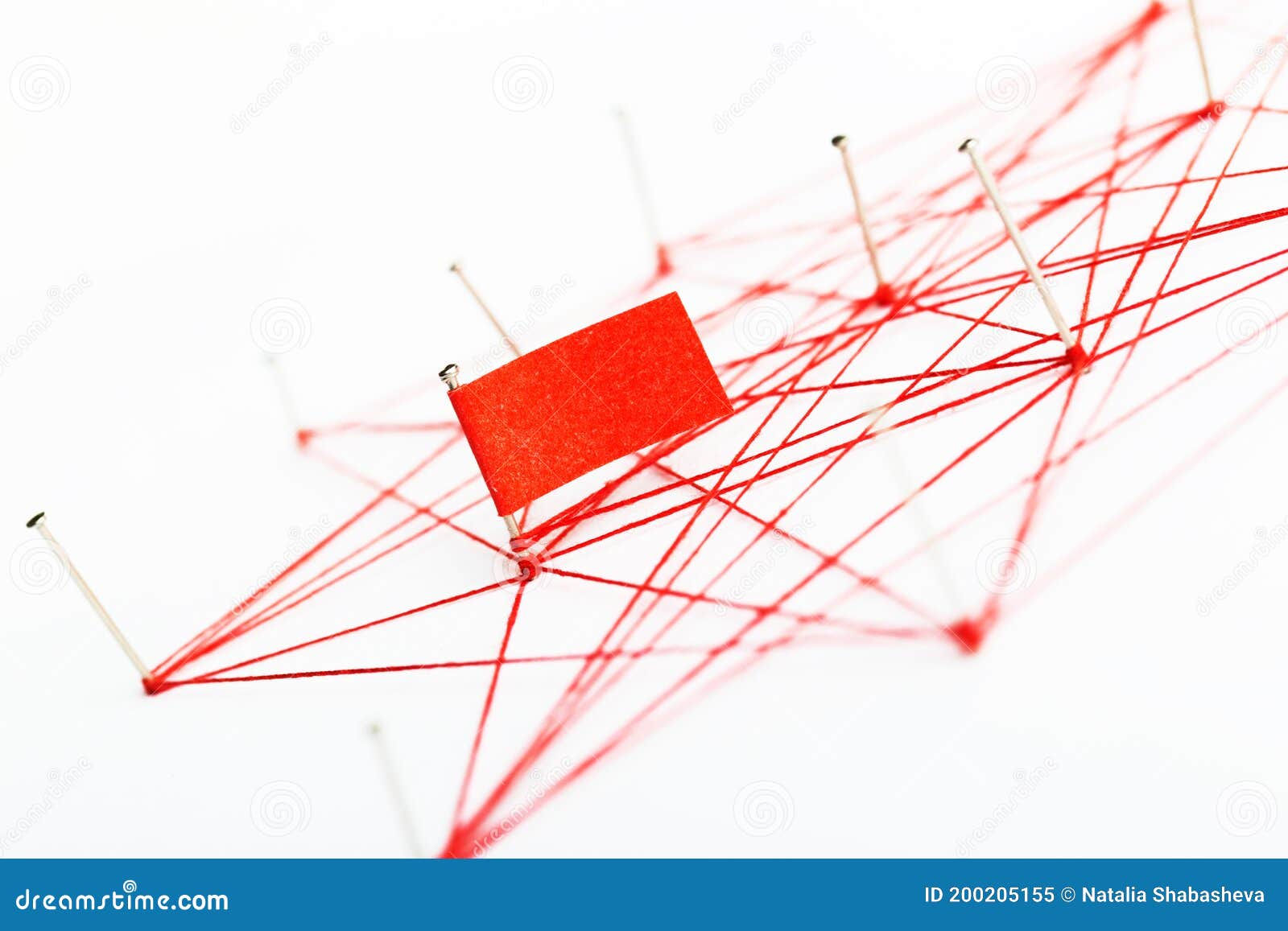 A Large Mesh of Pins Tied Together with a Red Cord. Communication ...
