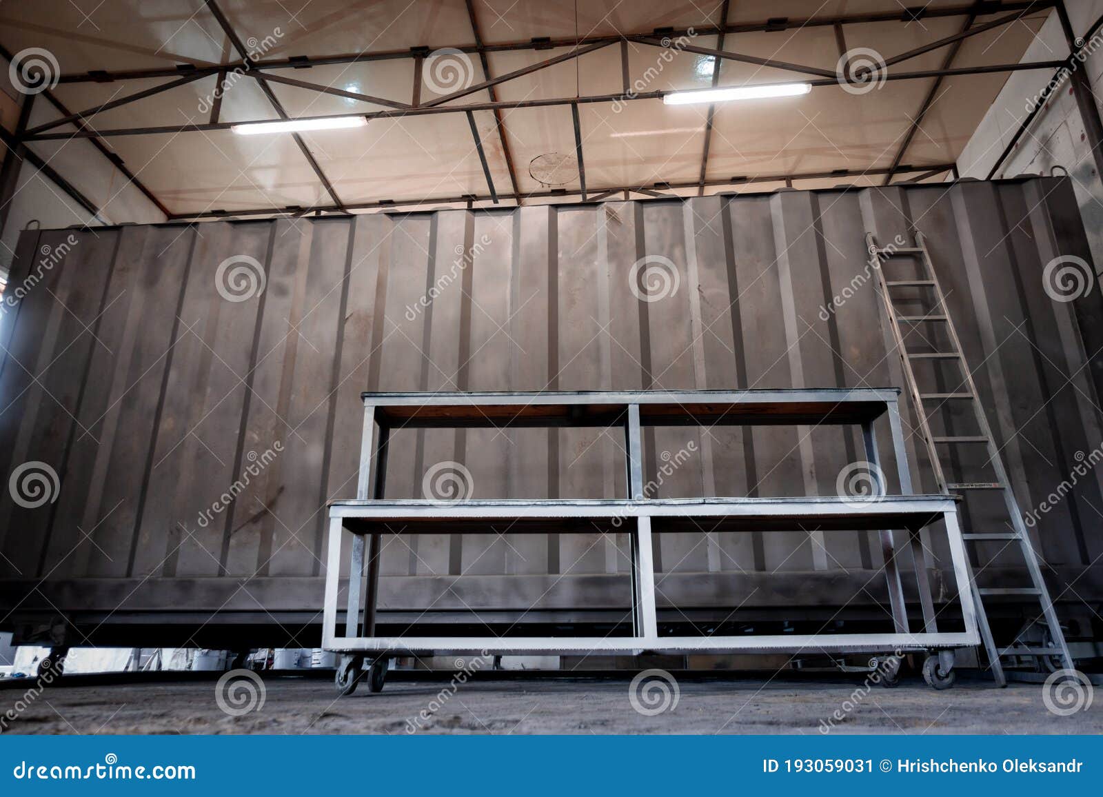A Large Metal Container Stands for Painting in the Workshop Stock Image ...