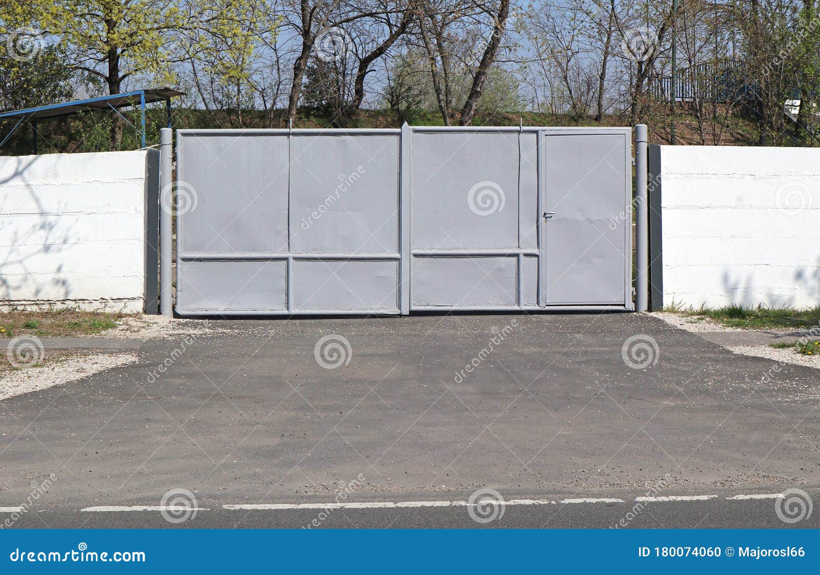 Large Metal Gate at the Industrial Area Stock Photo - Image of white ...