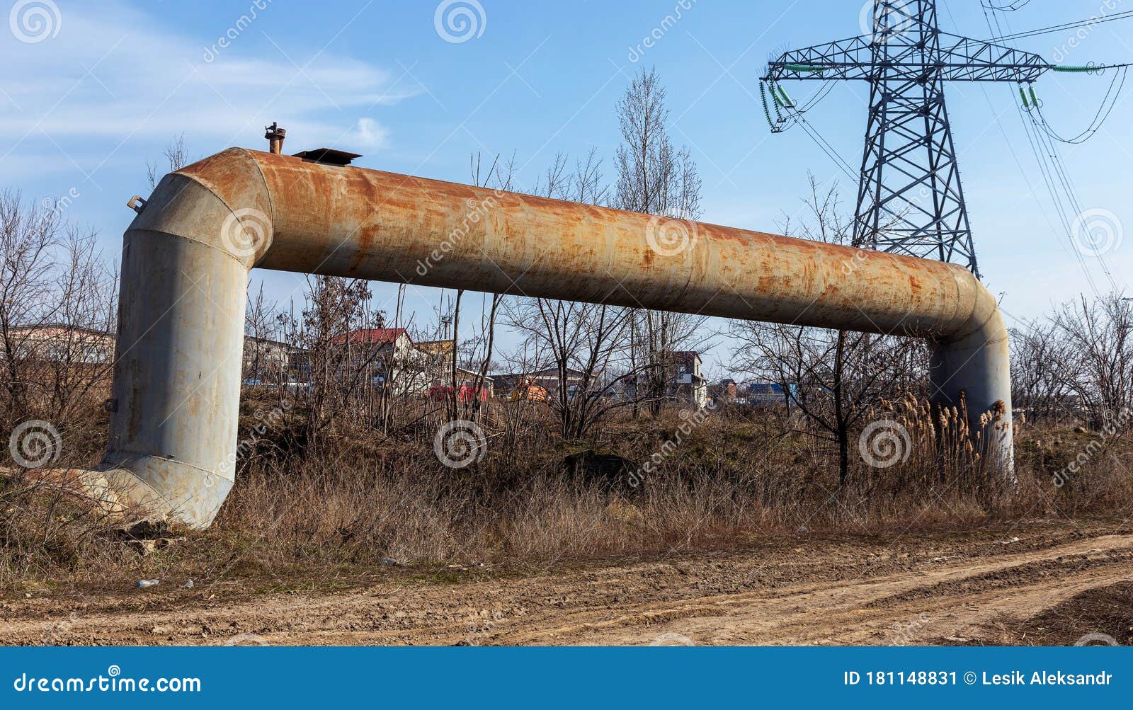 Large Metal Pipe Overpass of Steel for Pumping Oil. Revolution ...