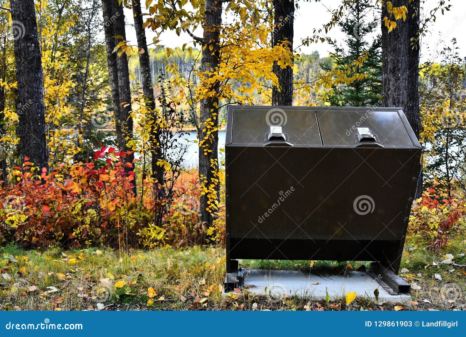 Large Metal Public Trash Bin Stock Image - Image of garden, orange ...