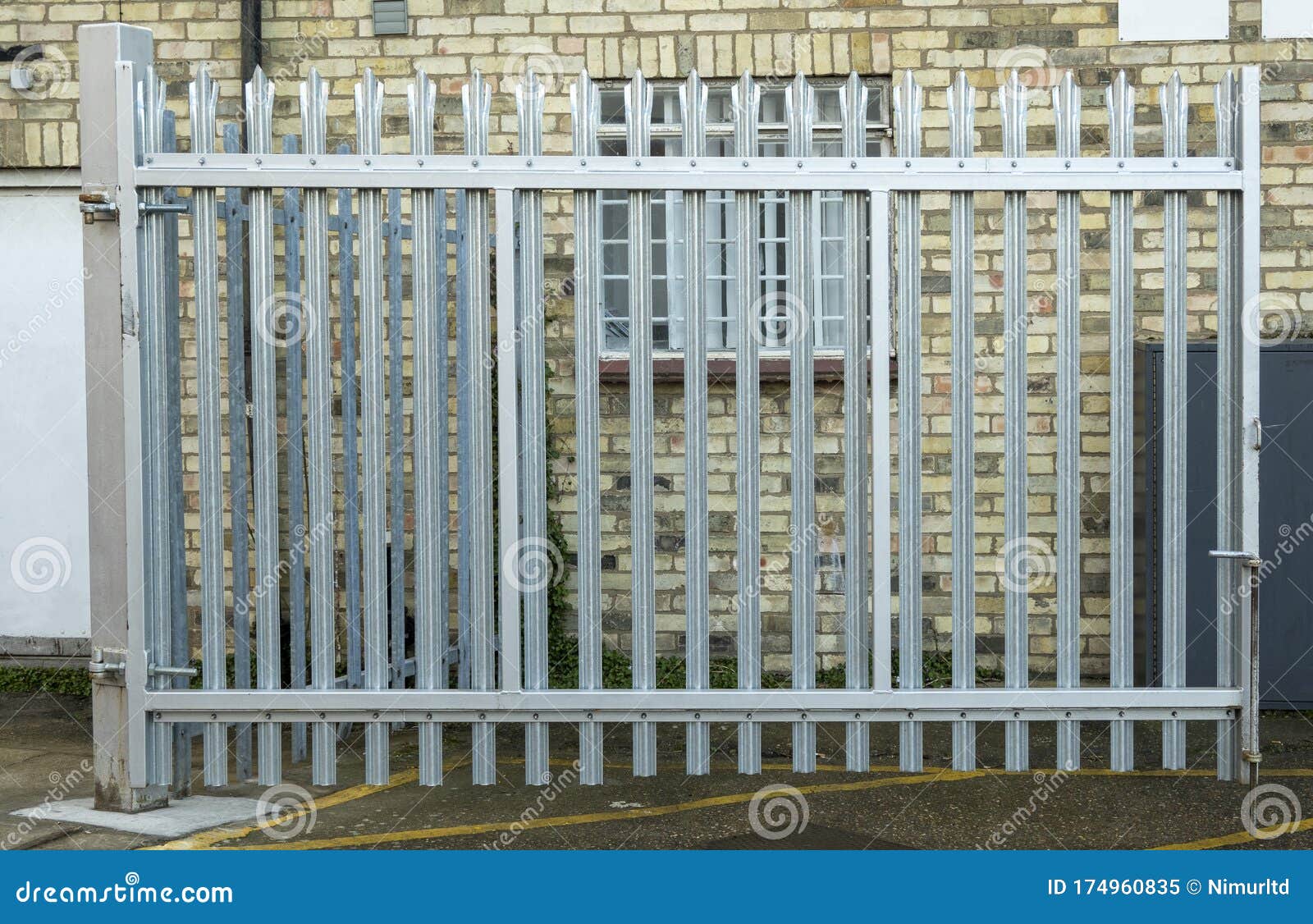 Large Metal Security Gate with Anti Climbing Top Stock Image - Image of ...