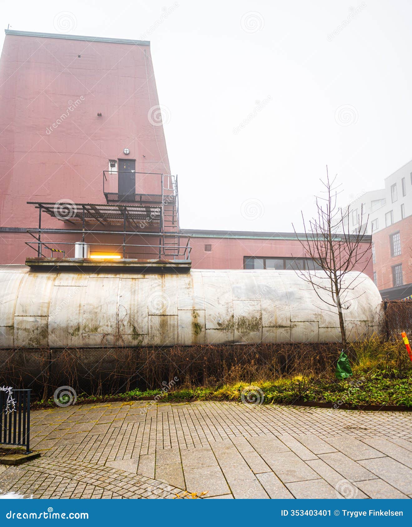 Large Metal Tank by a Warehouse.. Stock Image - Image of construction ...