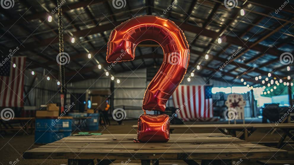 Large Metallic Red Number Balloon Shaped Like a Question Mark in a ...