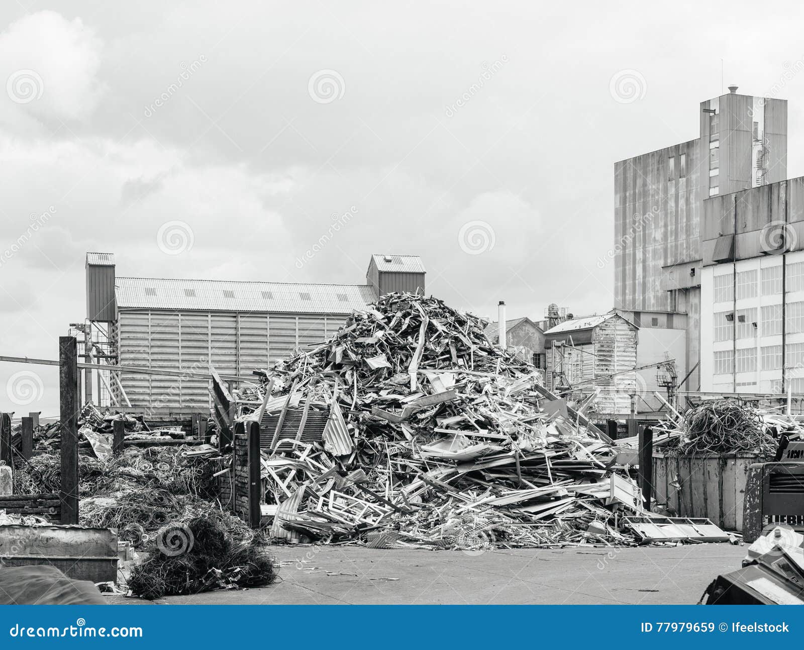 Large Metallic Waste Solution Dump Pile Factory Stock Image - Image of ...