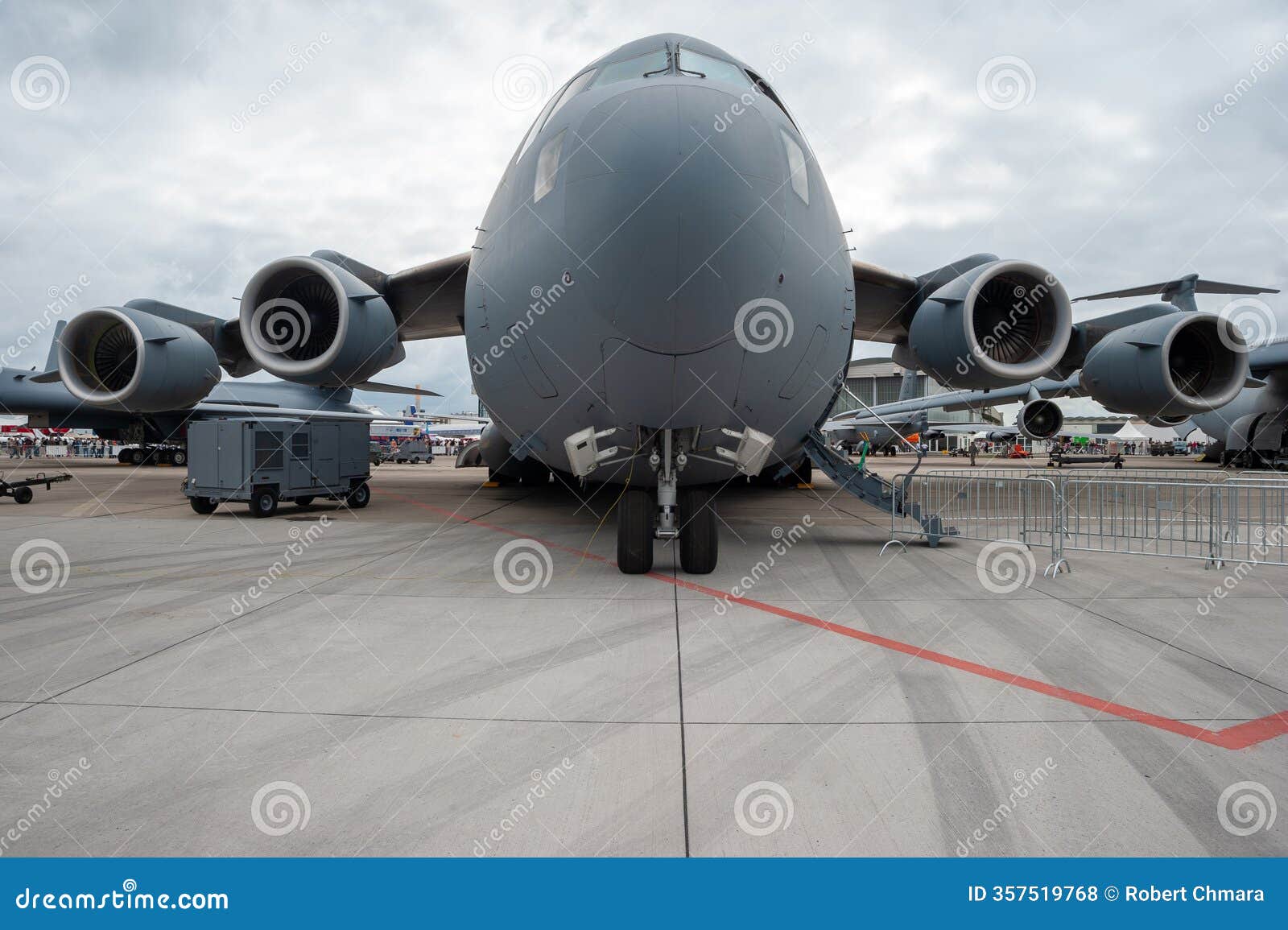 Large Military Cargo Aircraft on Display at an Air Show Stock Photo ...