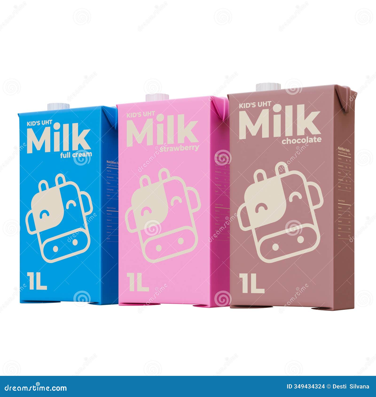 Large Milk Front Right View in Three Variant 3D Render Illustration ...