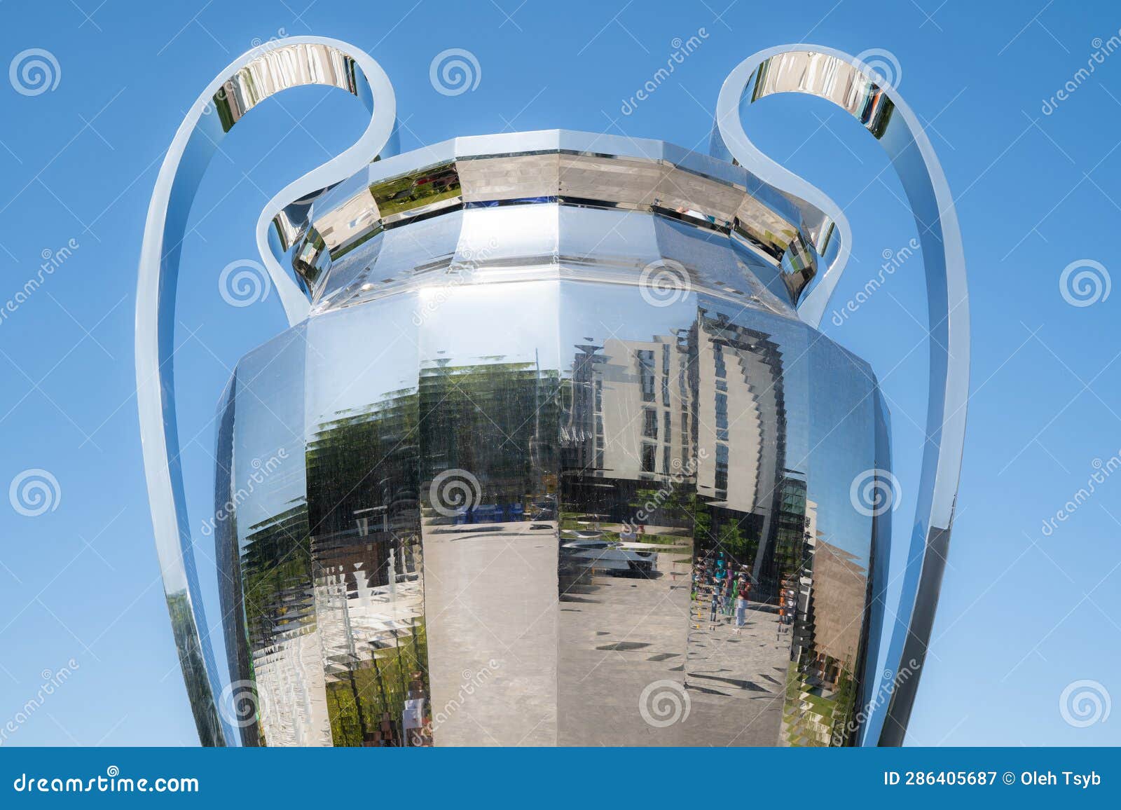 A Large Mirror Award Cup on the Background of the Sky Stock Image ...