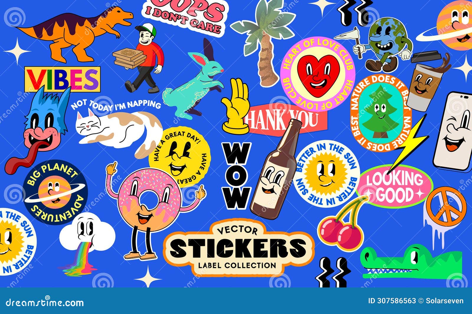 Large Mix of Assorted Modern Character Stickers and Labels Stock Vector ...