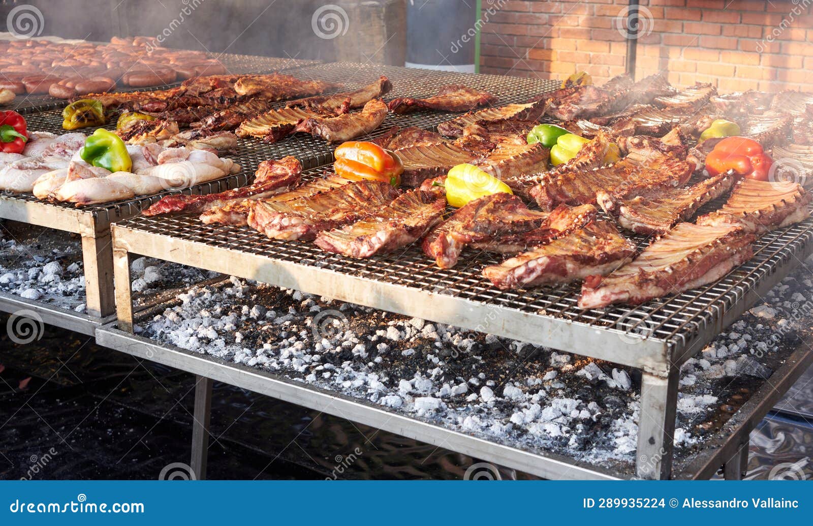 Large Mixed Meat Grill with Various Types of Meat Stock Photo - Image ...