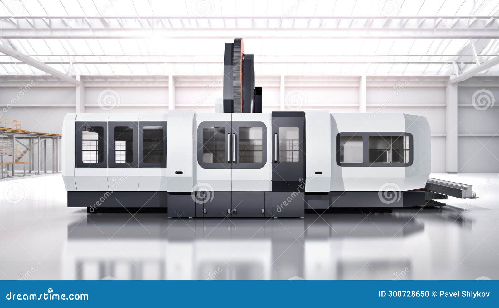 Large Modern Automated Industrial CNC, Isolated on White Background ...